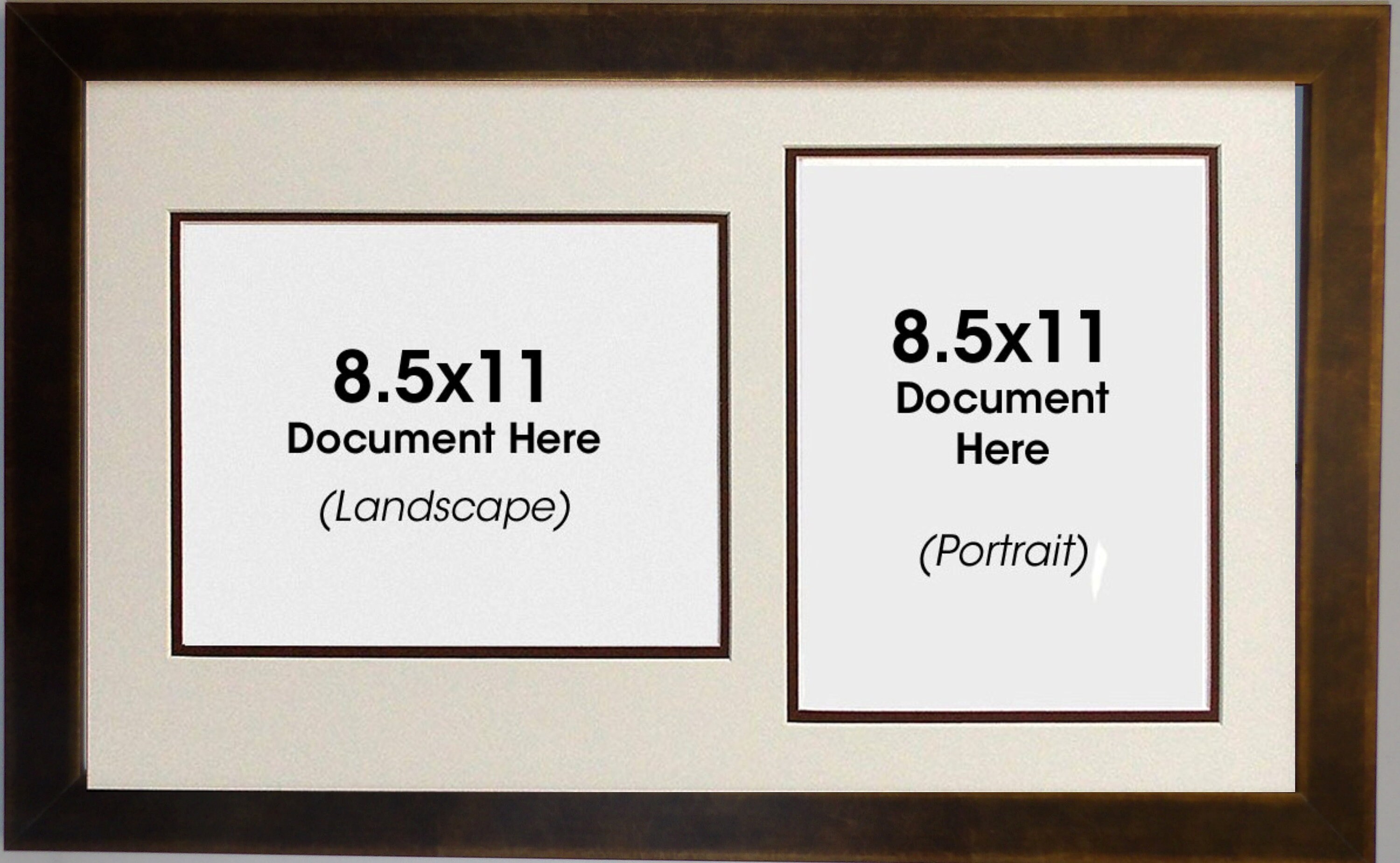 Double Diploma Document Certificate Openings Wood Picture Frame for Two ...