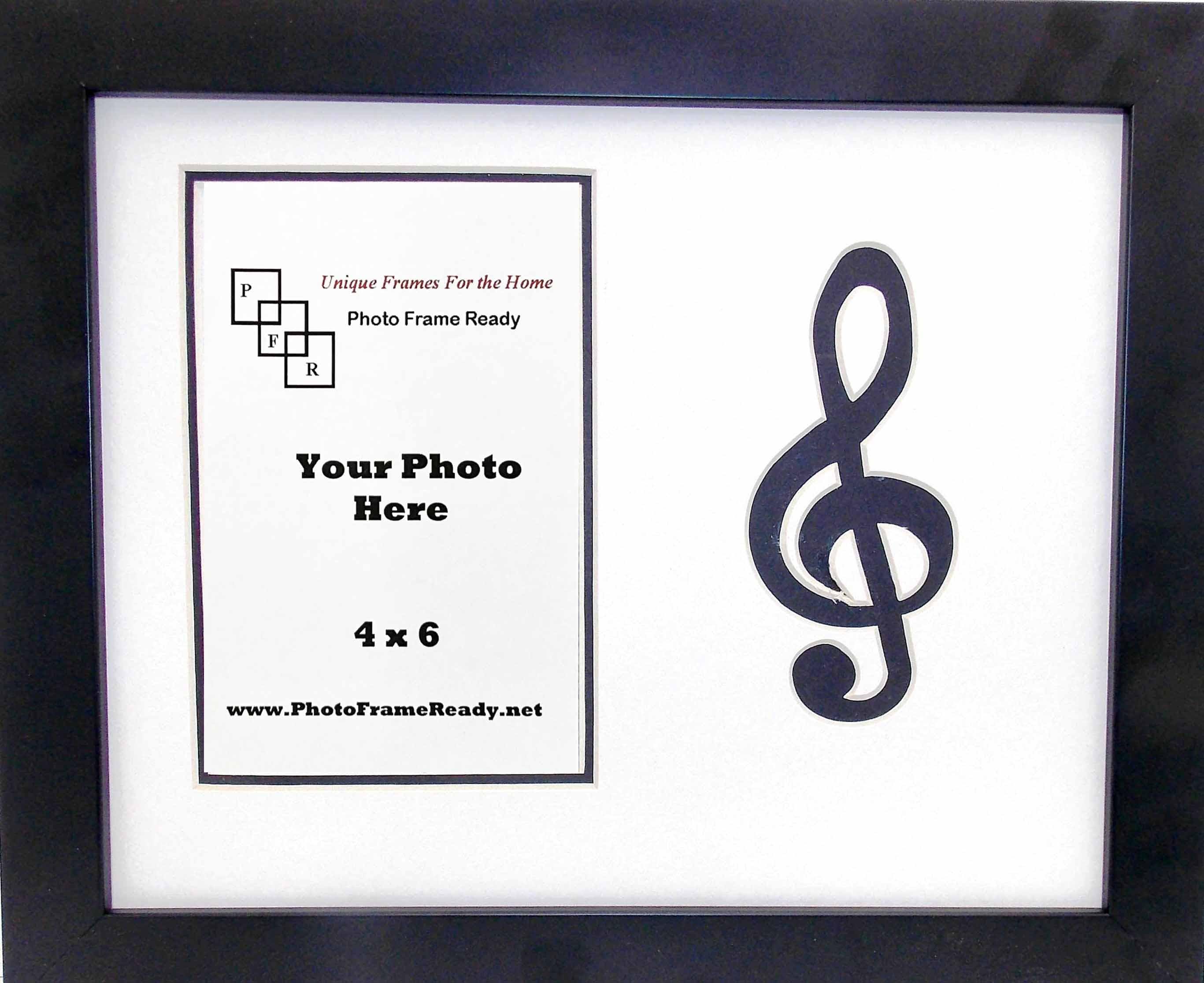 Black Wall Mount Music Notes Photo Frame With White Mat - Holds 4x6 ...