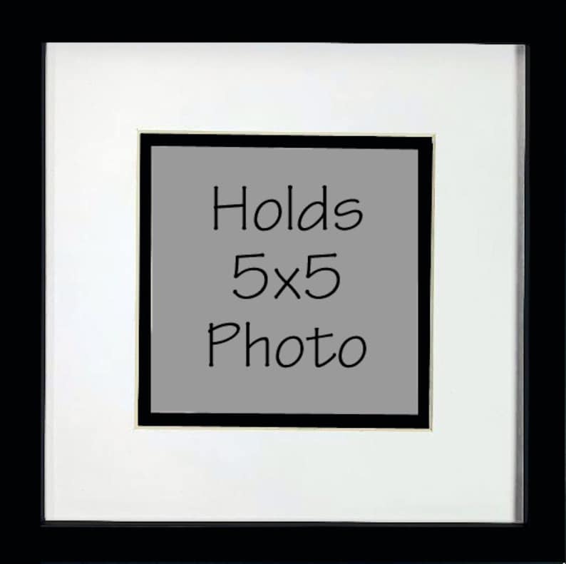 Black Wood and White Matted Square Photo Frame for 5x5 Photo - Etsy