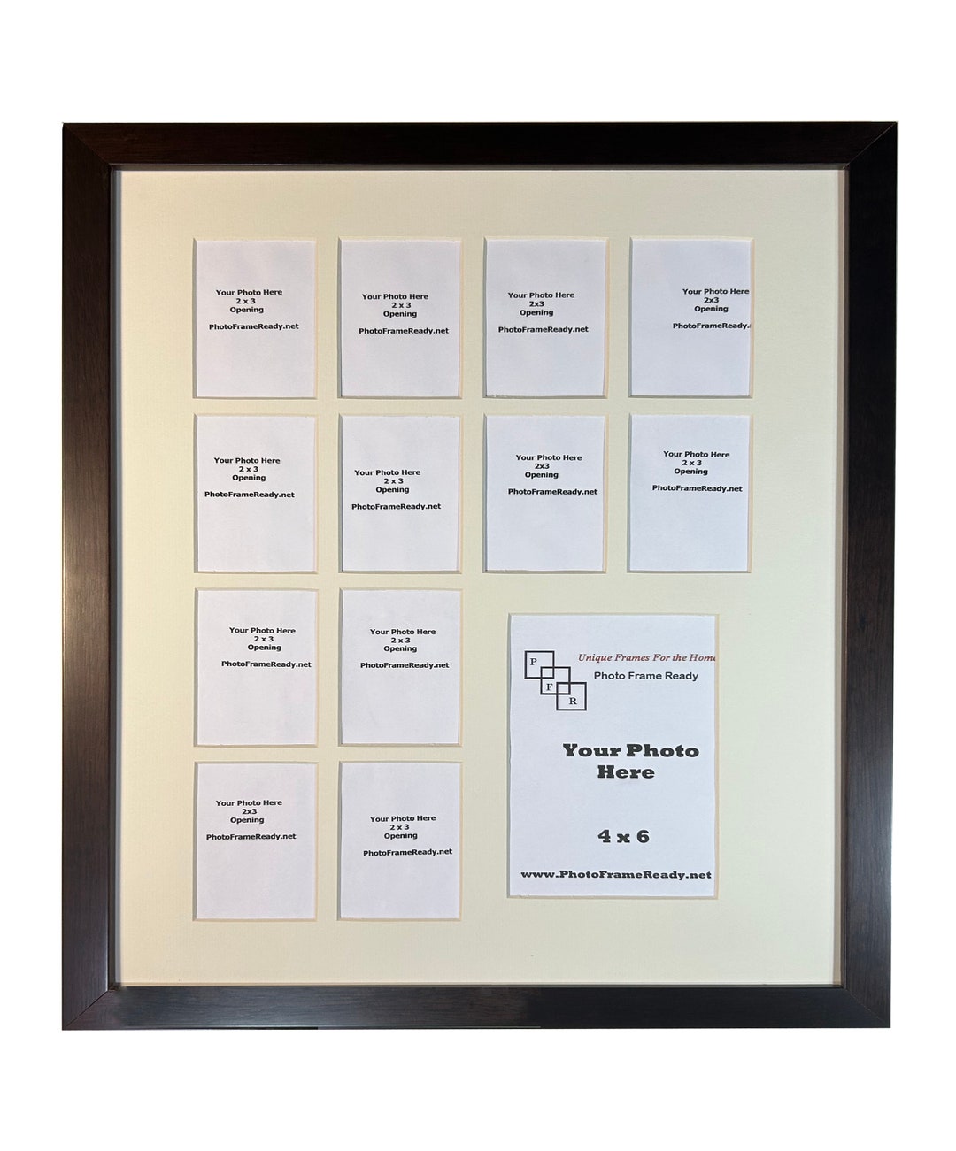 Multiple Opening Photo Frame With Twelve 2x3 Wallet Size Openings and ...