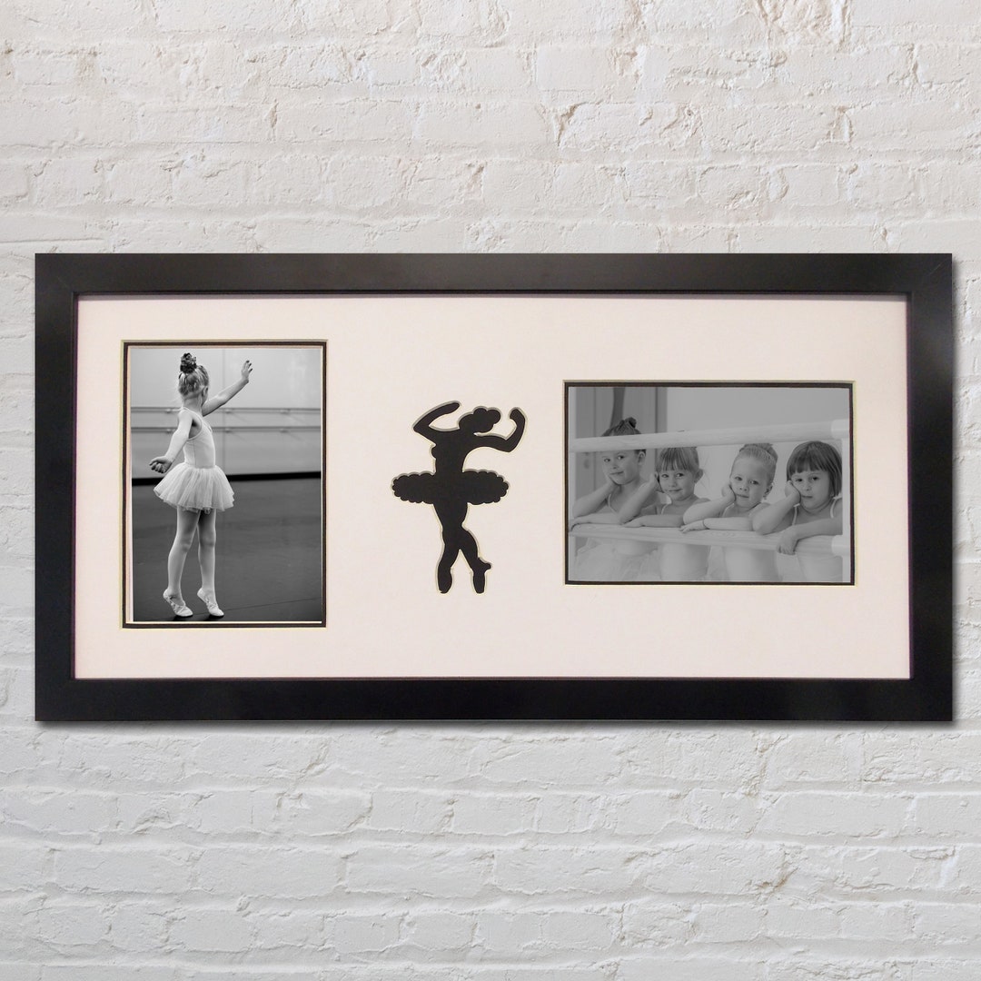 Black Wall Hanging Dancer, Ballet Ballerina Double Photo Frame Holds ...