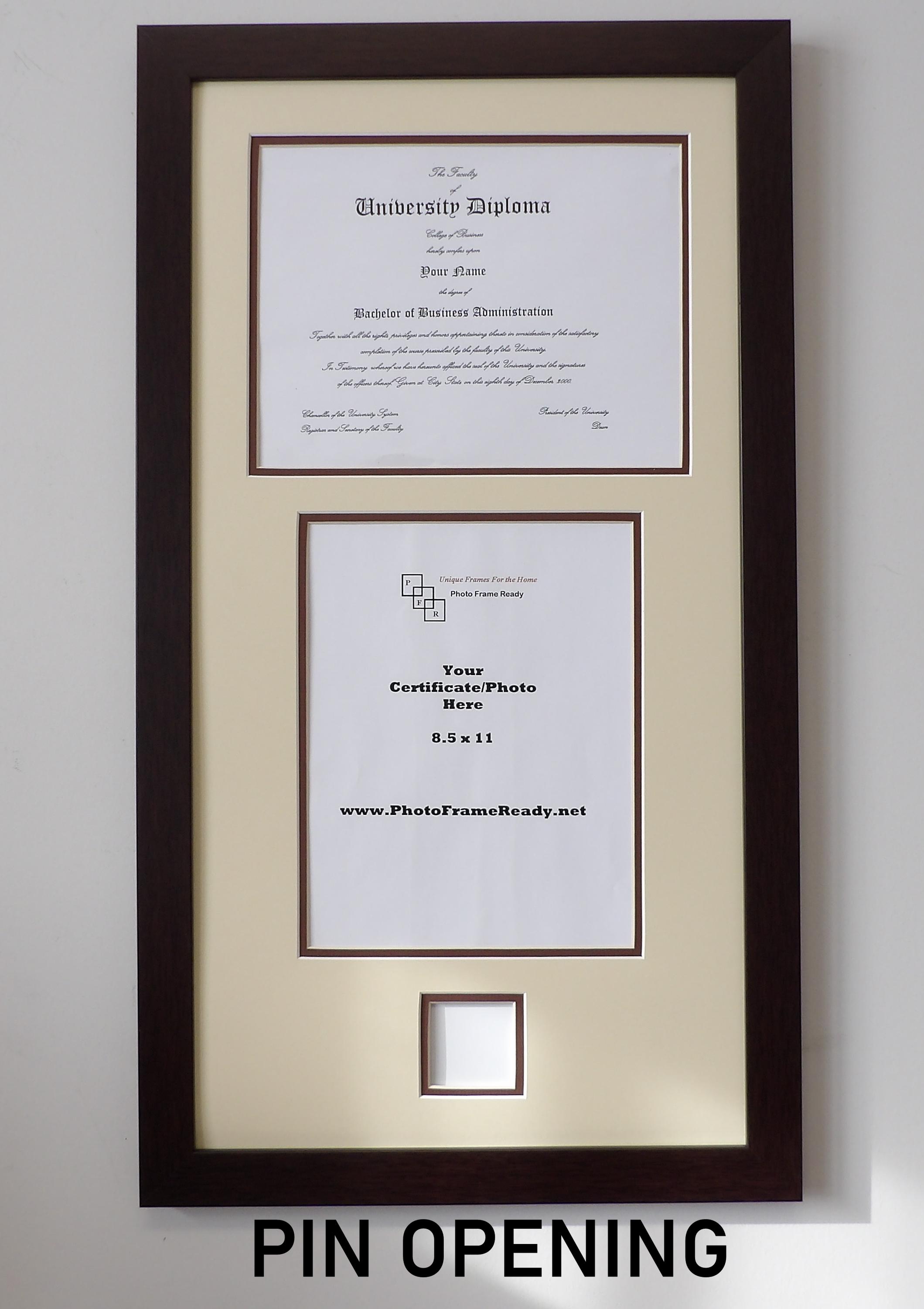 Double Diploma Document Certificate Openings Wood Picture Frame for Two ...