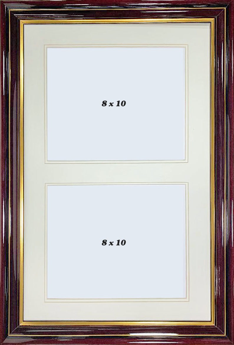 Double 8x10 Diploma Frame: Mahogany & Gold With Crème Mats - Etsy