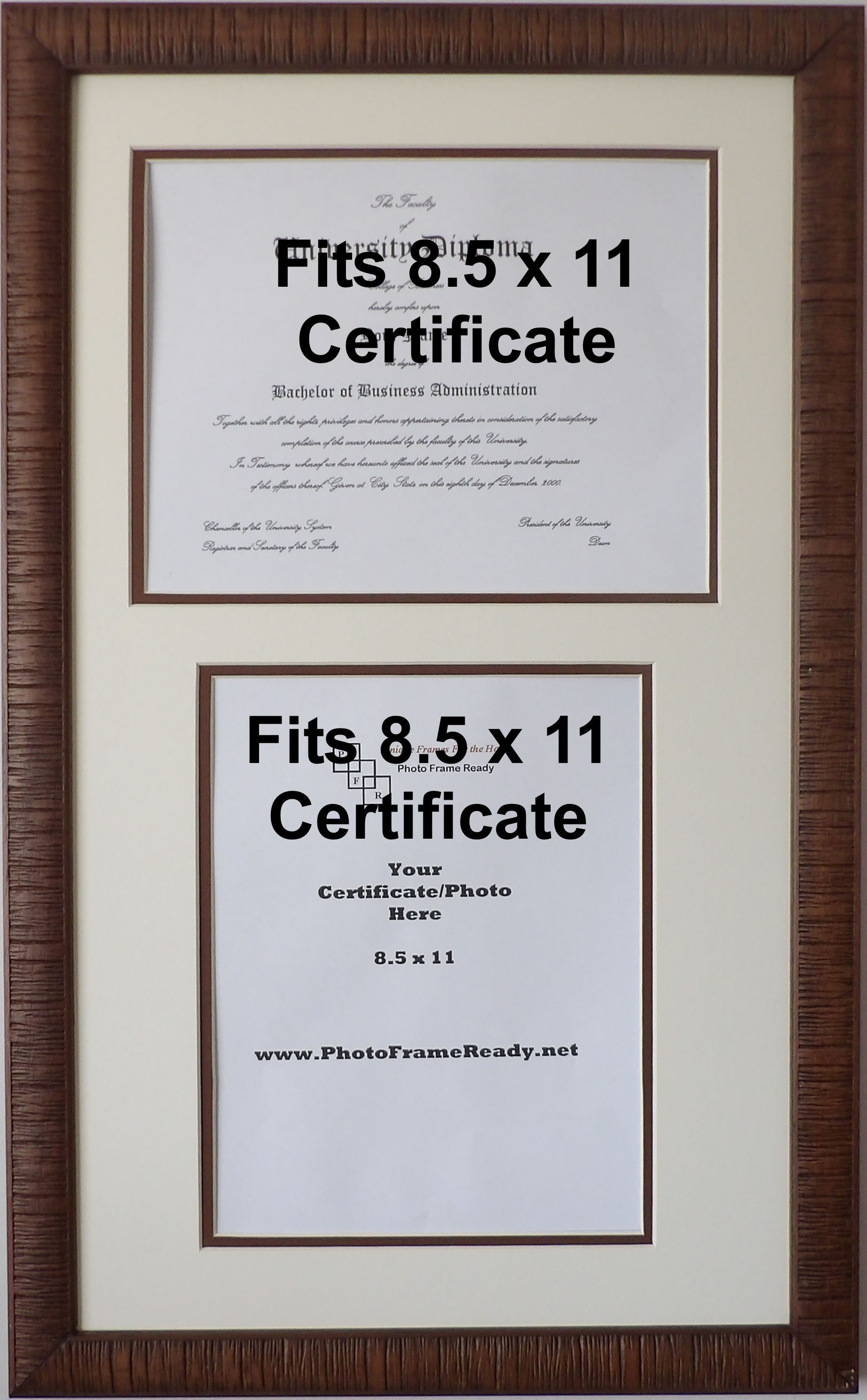 Double Diploma Document Certificate Openings Wood Picture Frame for Two ...