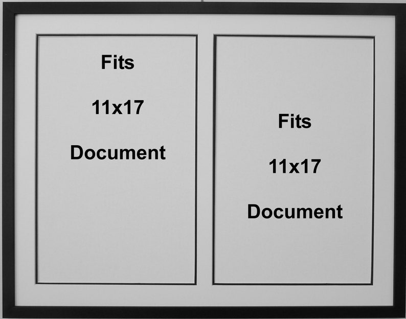 Double 11x17 Document or Certificate Frame With Black and White Matting ...