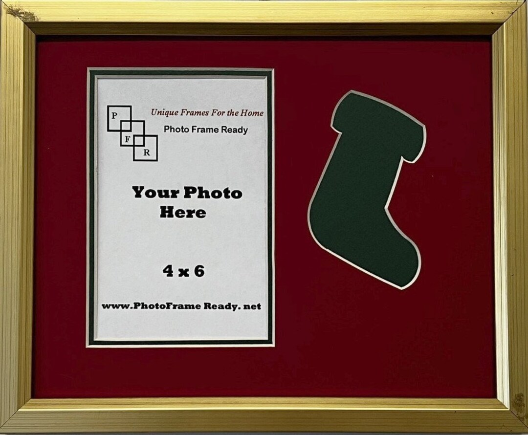 Holiday Green Christmas Stocking Table Top Photo Frame 8X10 With 4X6 ...