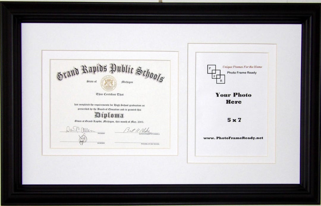 Graduation Certificate Diploma Frame for a 6x8 Document and a 5x7 Photo ...