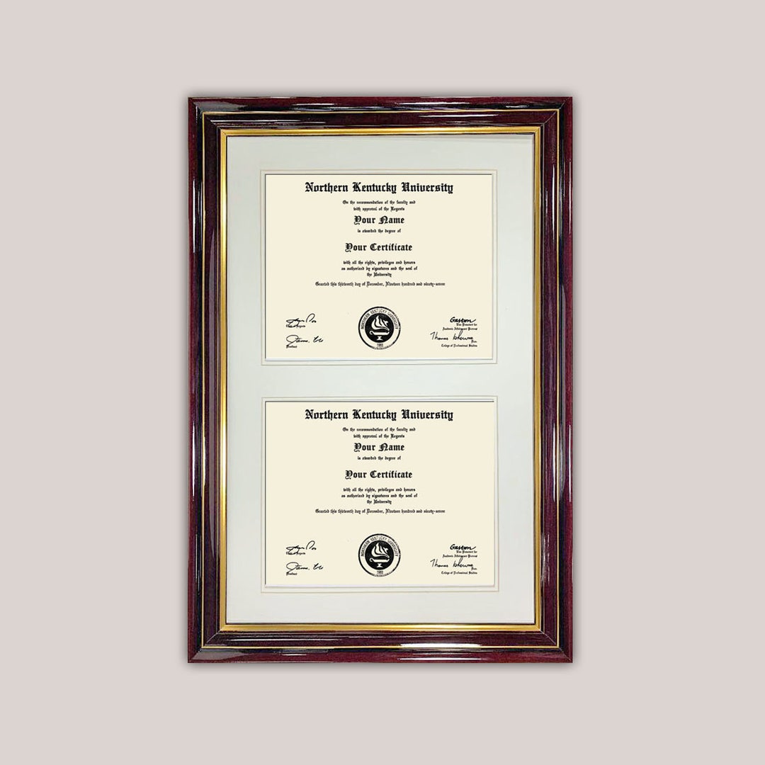 Double 8x10 Diploma Frame: Mahogany & Gold With Crème Mats - Etsy