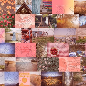 Photo Wall Collage Kit | Pink Summer Vibes (set of 50 Images) INSTANT ...