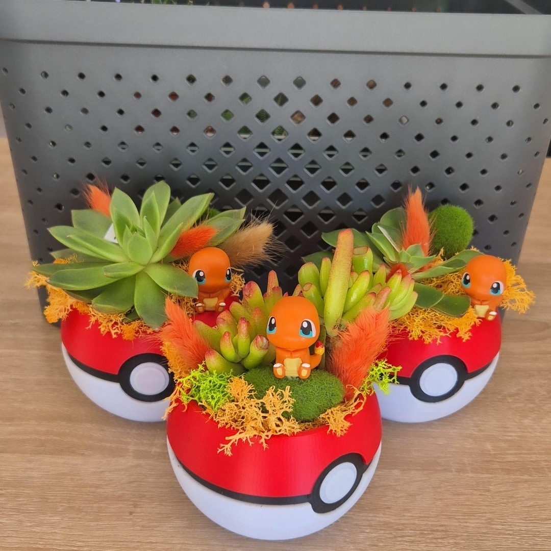 Pokémon / Pokéball Planter | Flower Pot | Pokémon | Desk Decor Home ...