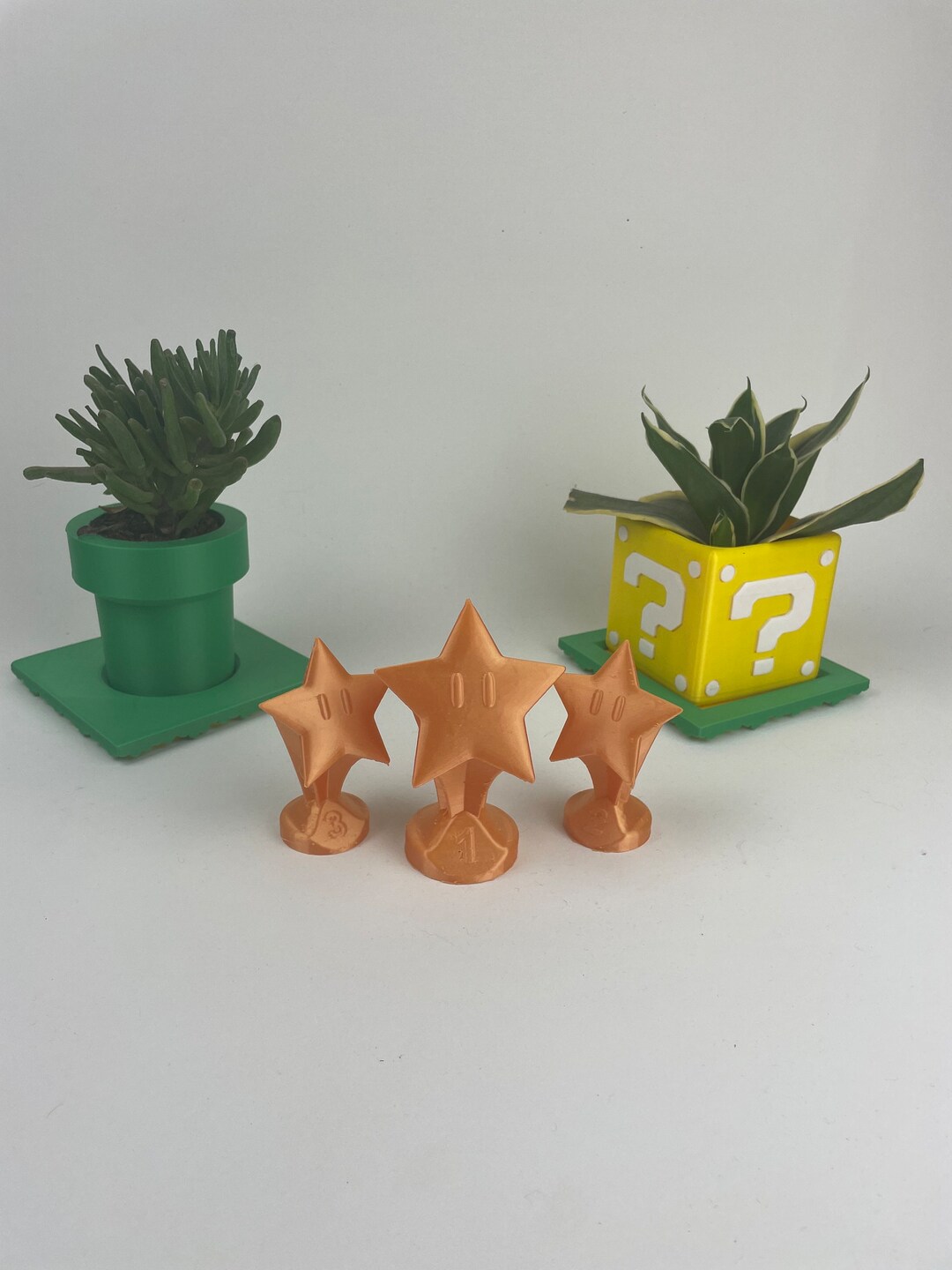 Set of 3 Mario Kart Trophies 1st, 2nd and 3rd Place 3D Mario Bros ...