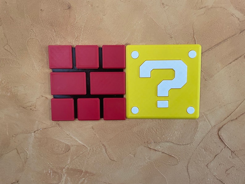 HUGE Question Mark Box Block & Brick - Mario Wall or Shelf Art - Super ...