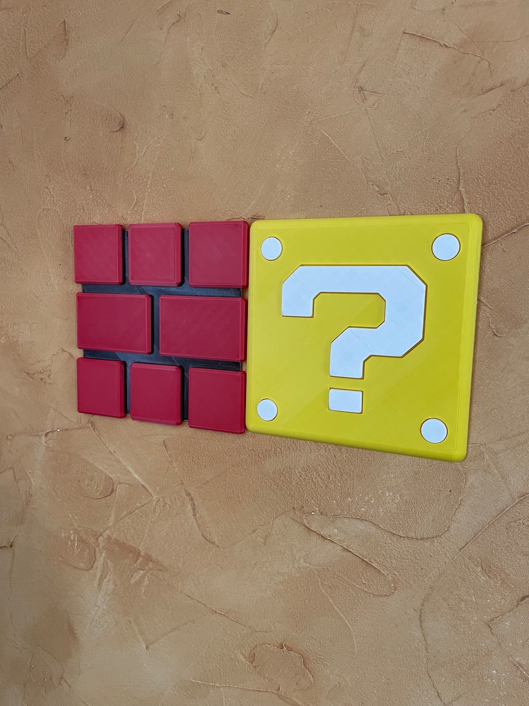 HUGE Question Mark Box Block & Brick - Mario Wall or Shelf Art - Super ...