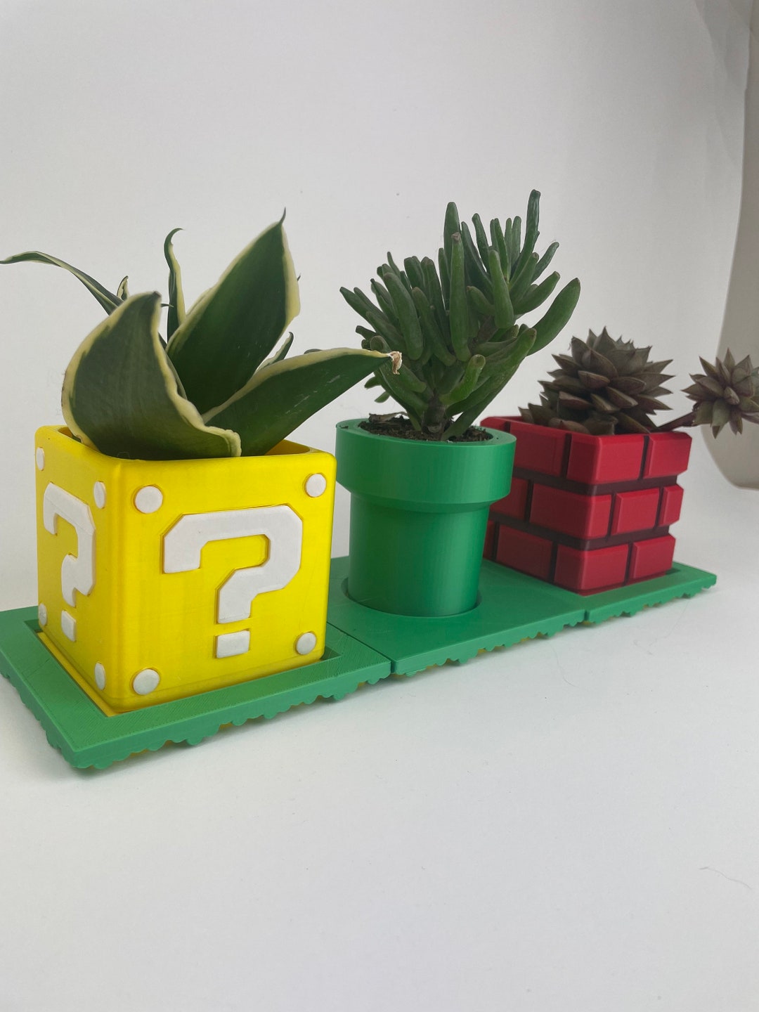 Set of 3 Super Mario Planters Flower Pots Super Mario Plant Office ...
