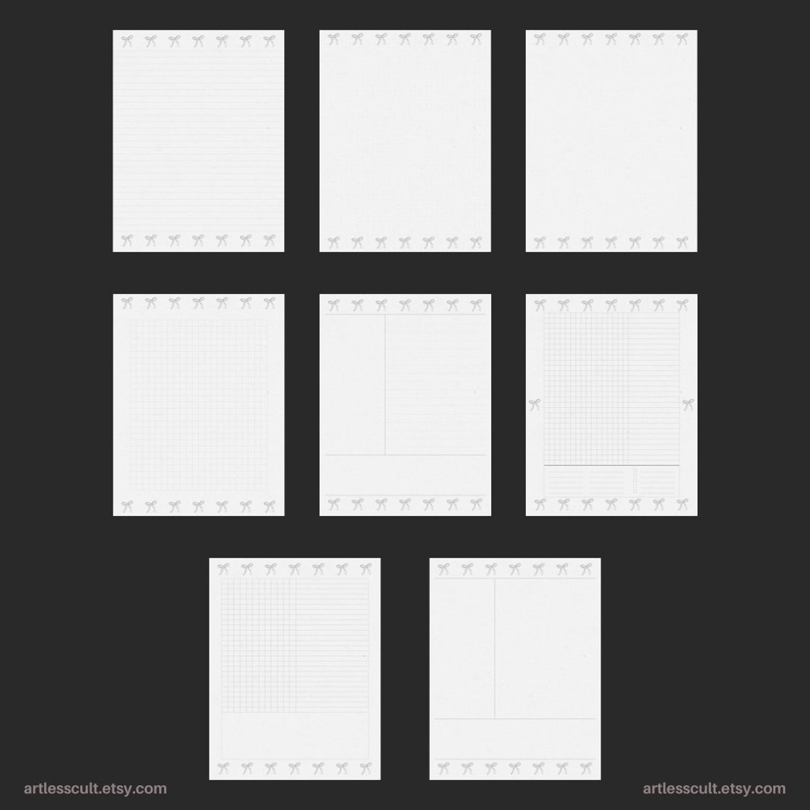 Bow Coquette Aesthetic Digital Notes Templates | Instant Digital ...