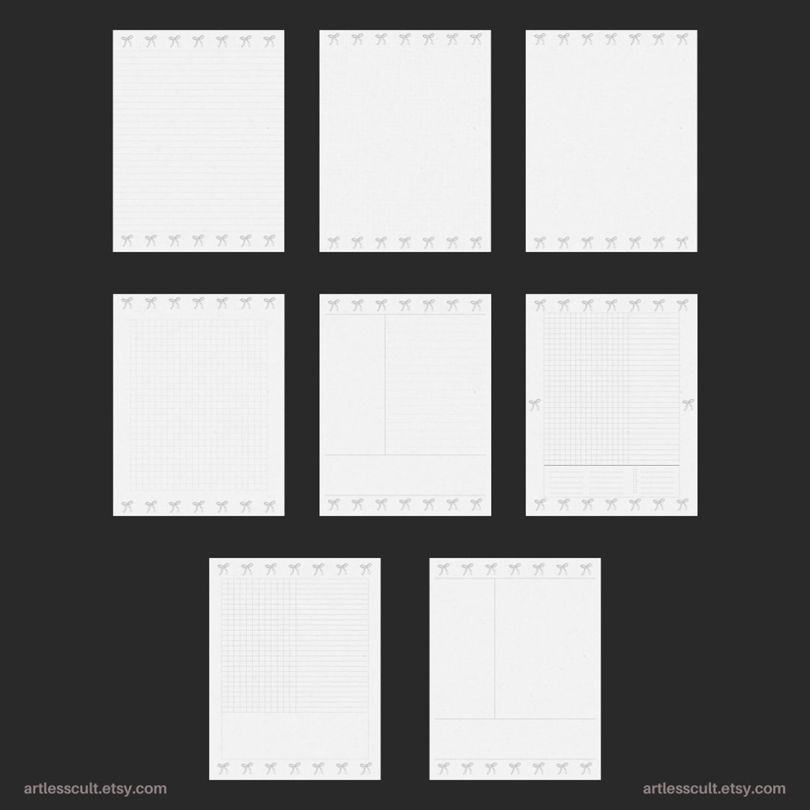 Bow Coquette Aesthetic Digital Notes Templates | Instant Digital ...