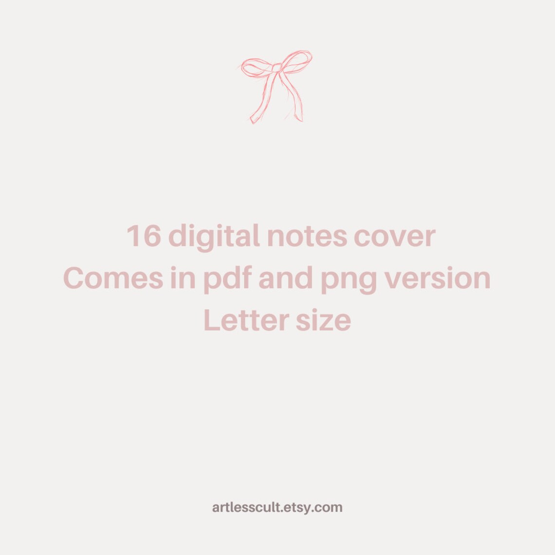 Bow Coquette Aesthetic Digital Notes Cover Template | Instant Digital ...