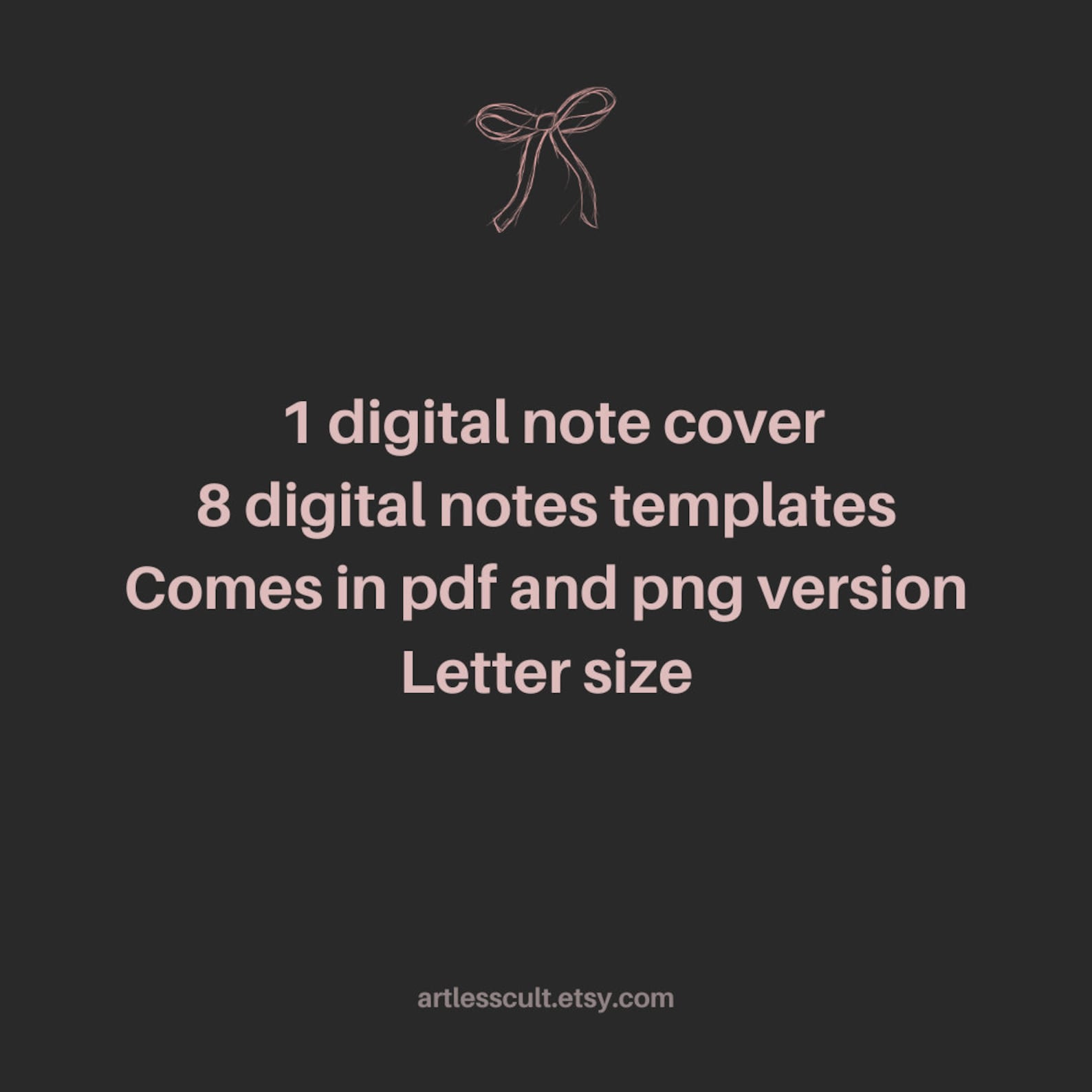 Bow Coquette Aesthetic Digital Notes Templates | Instant Digital ...