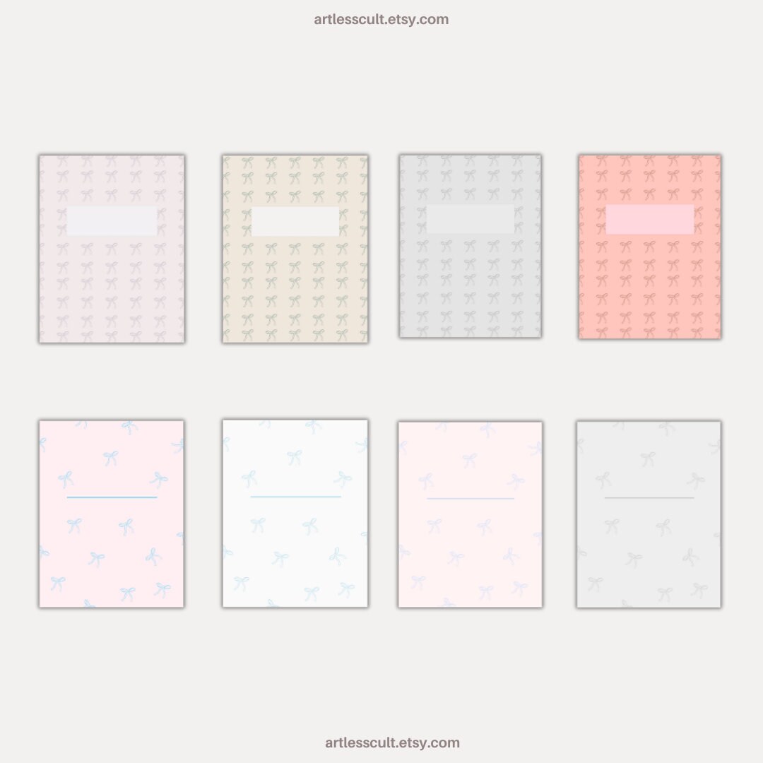 Bow Coquette Aesthetic Digital Notes Cover Template | Instant Digital ...