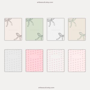 Bow Coquette Aesthetic Digital Notes Cover Template | Instant Digital ...