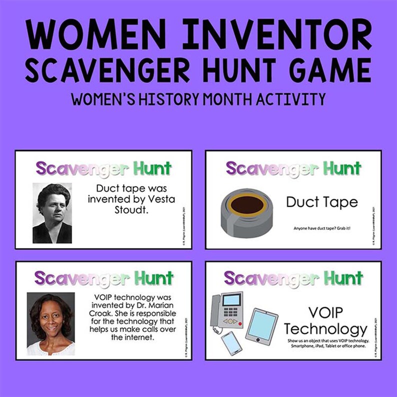 Women's History Month Inventor Scavenger Hunt Game, Digital Game ...
