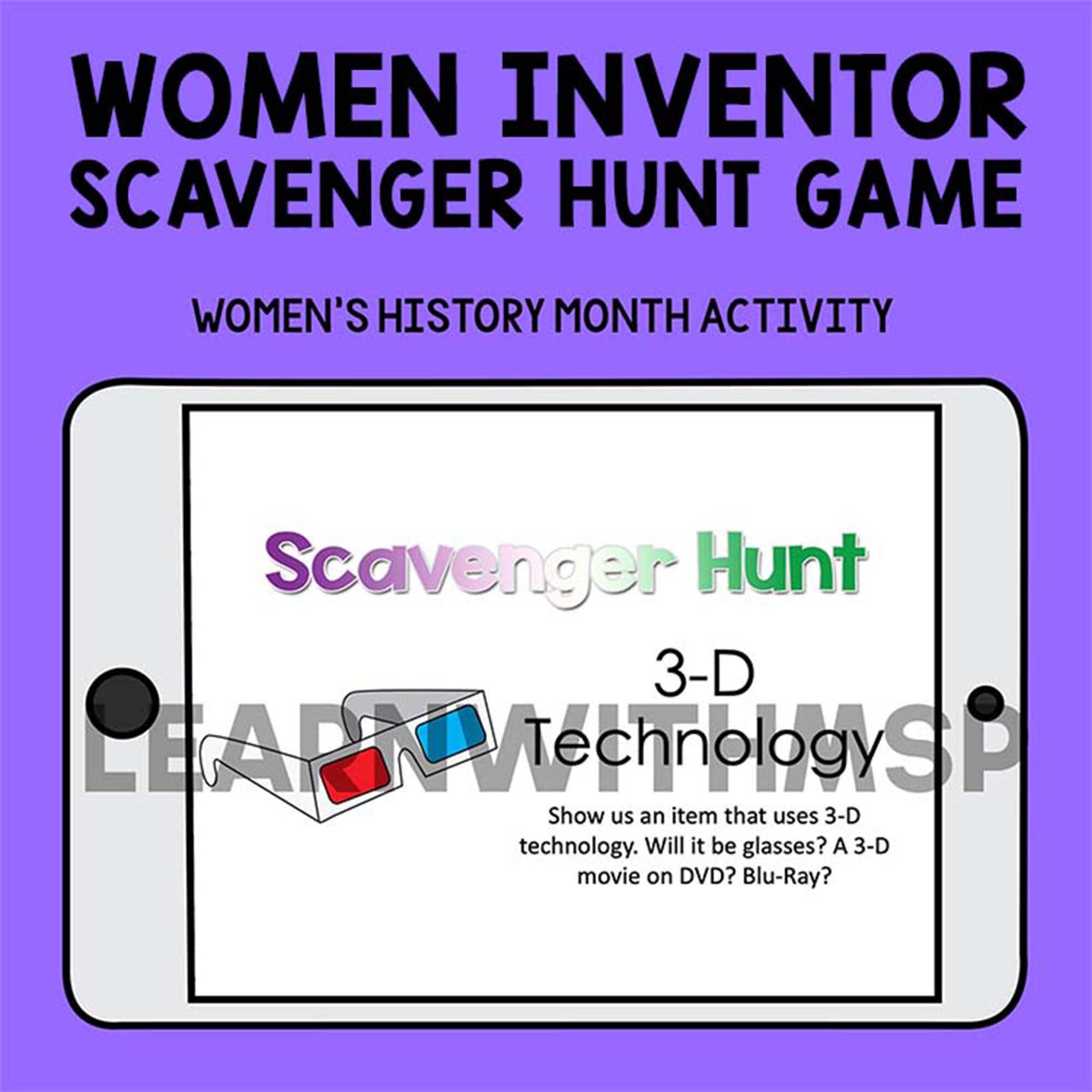 Women's History Month Inventor Scavenger Hunt Game, Digital Game ...
