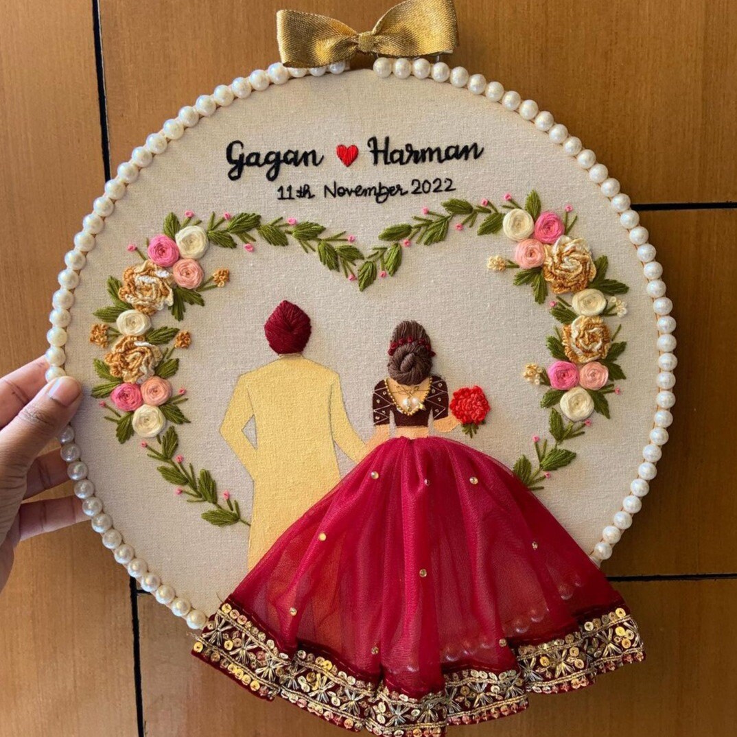 Beautiful Customized Heart Wedding Hoop Art - Embroidery Hoop - Etsy UK