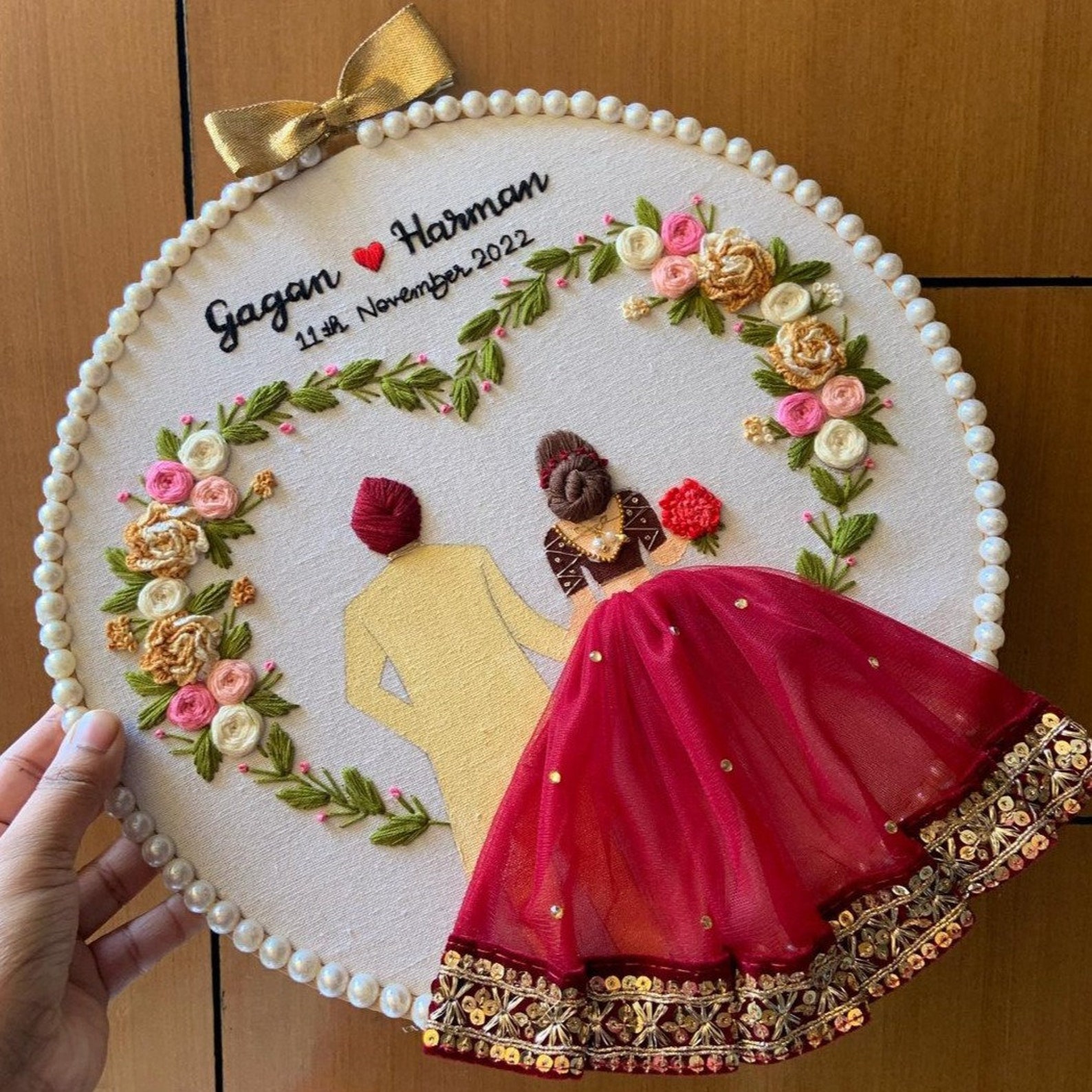 Beautiful Customized Heart Wedding Hoop Art Embroidery Hoop - Etsy UK