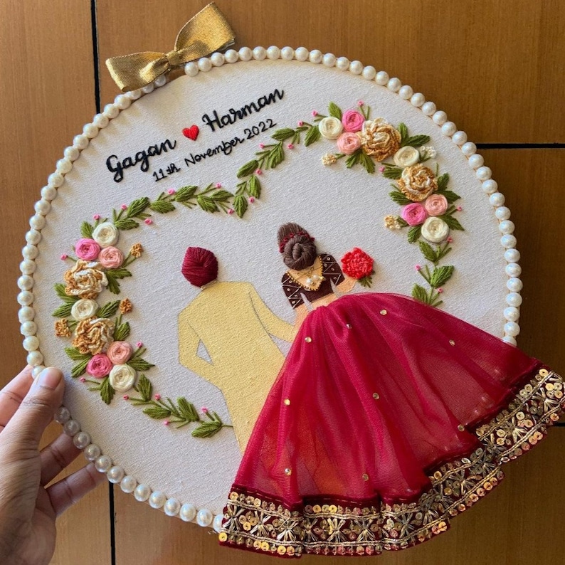 Beautiful Customized Heart Wedding Hoop Art - Embroidery Hoop - Etsy UK