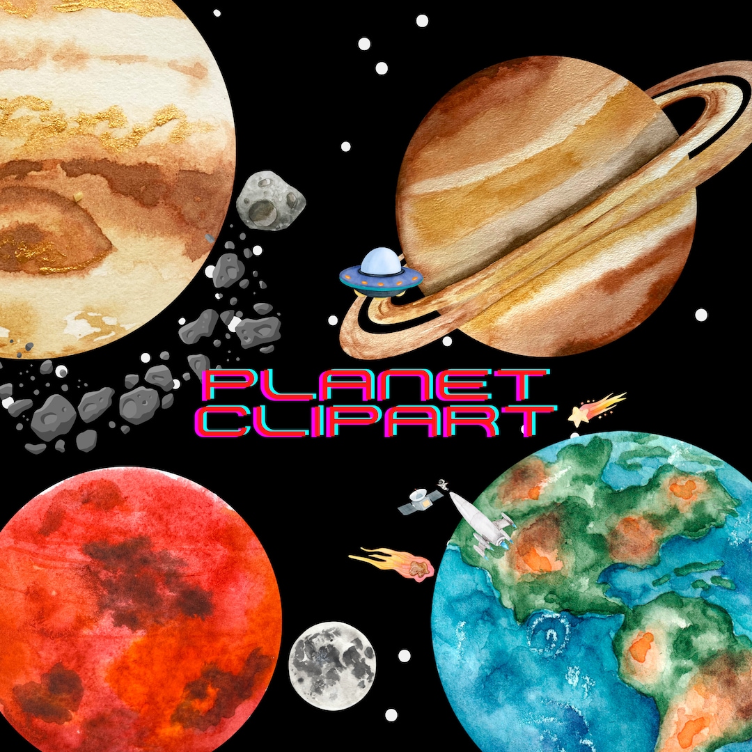 Watercolor Planets, Outer Space Clipart Set, Planets Clipart Set ...