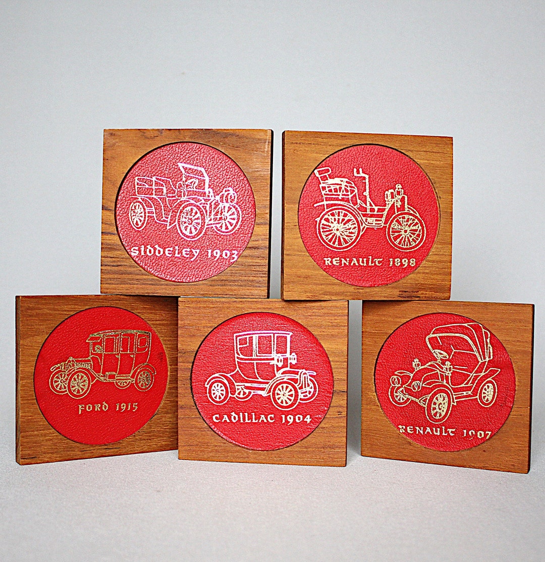 Vintage Beer Coasters, Wooden Coasters, Vintage Car Coasters, Red ...