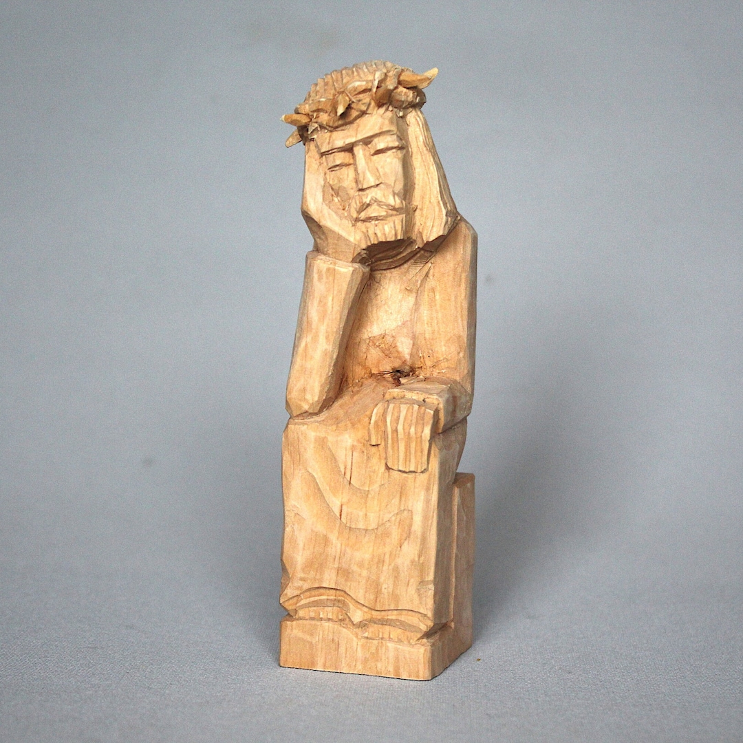 Pensive Christ, Lithuanian Wooden Sculpture, Rupintojelis of Lithuania ...