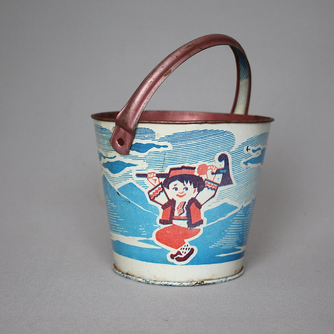 Old Childrens Tin Bucket, Vintage Kid's Sand Pail, Vintage Children's ...