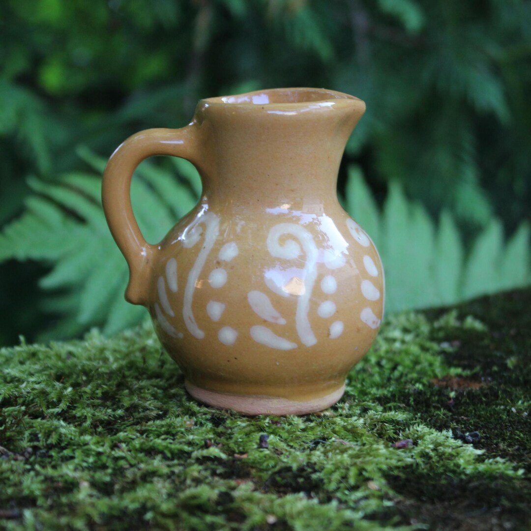 Vintage Lithuanian Clay Pitcher, Handmade Folk Art Pottery, Lithuanian ...