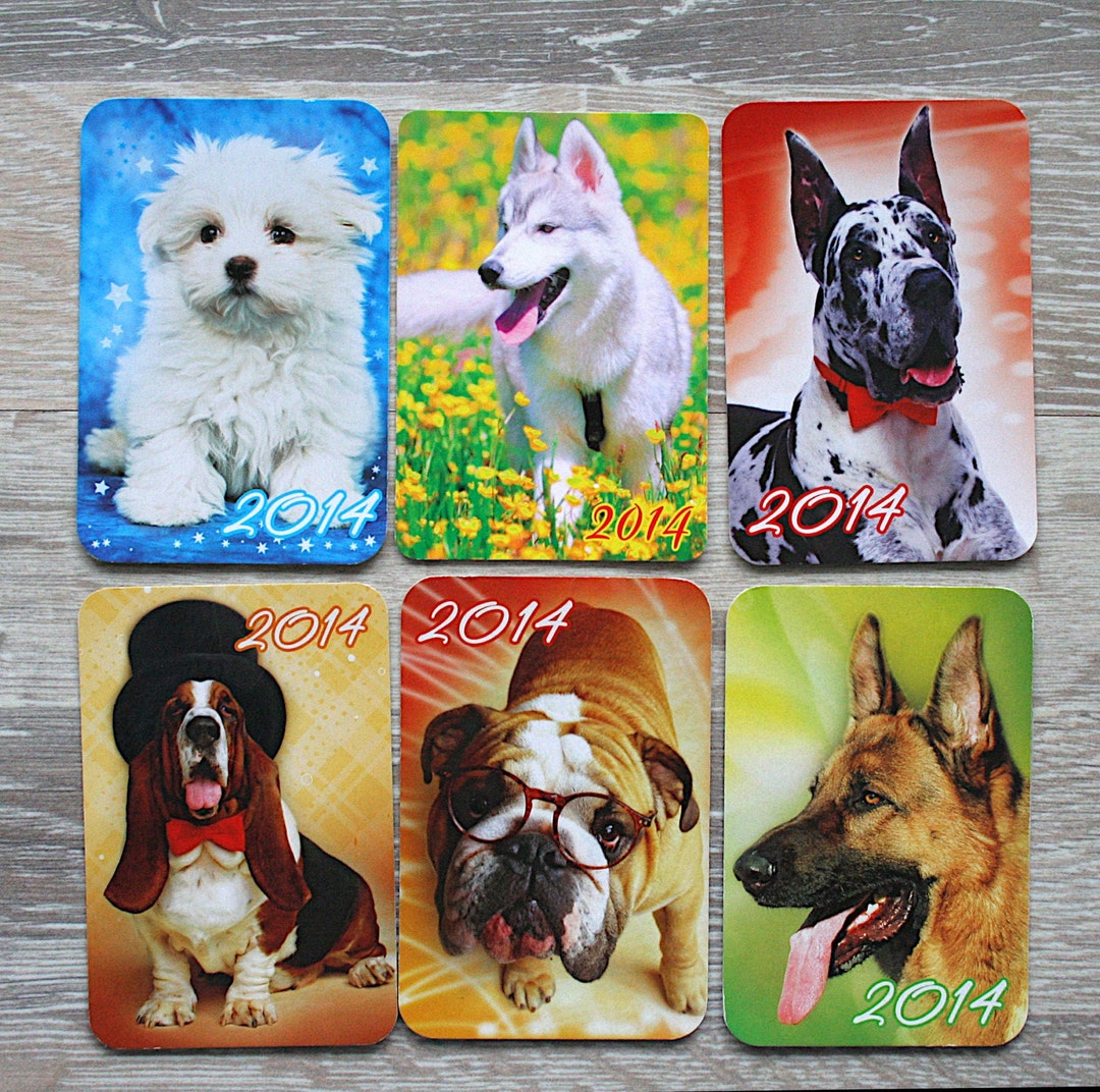 Pocket Calendars With Dogs , Dog Calendars 2014, Dogs Cards - Etsy