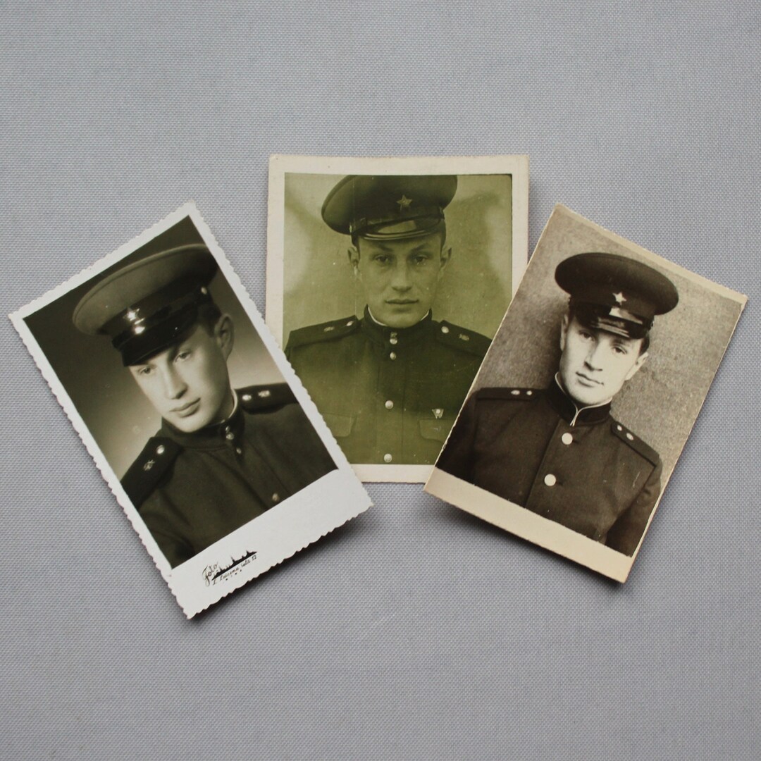 Vintage Soviet Soldier Portrait Photos, Black and White, Latvian Army ...