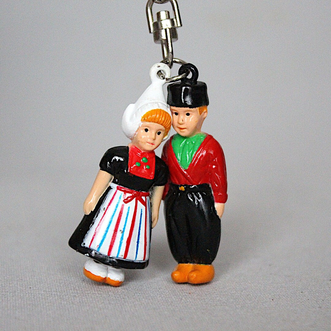 Vintage Dutch Keychain, Keychain Miniature Figurines in Traditional ...