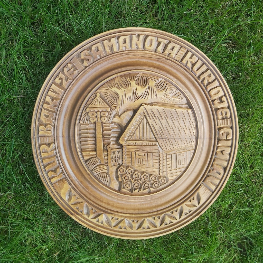 Vintage Carved Wood Lithuanian Village Plate, Wall Decor - Etsy