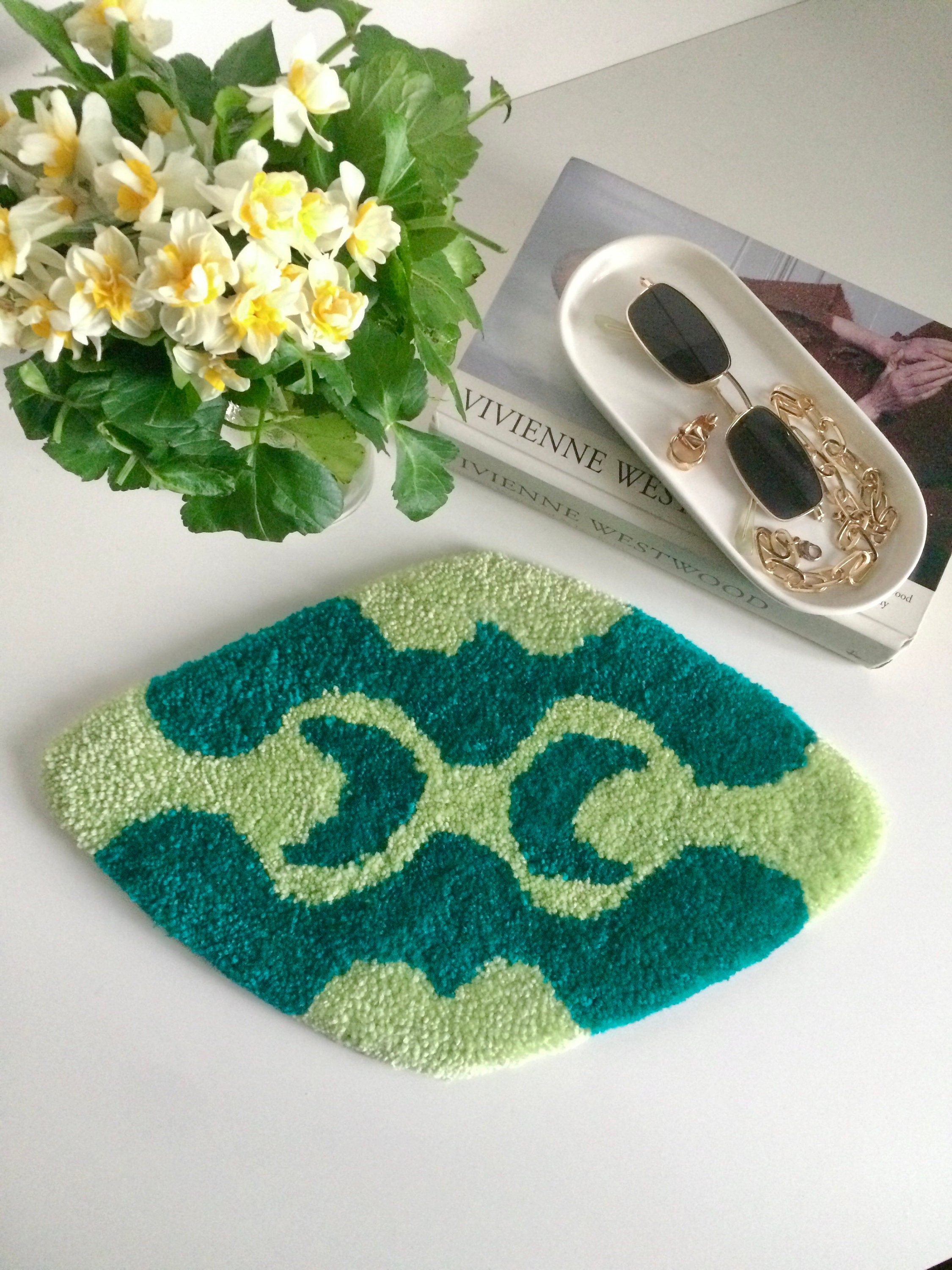 MOON WAVES Tufted Rug, Mini Table Rug, Home Decor Rug - Etsy
