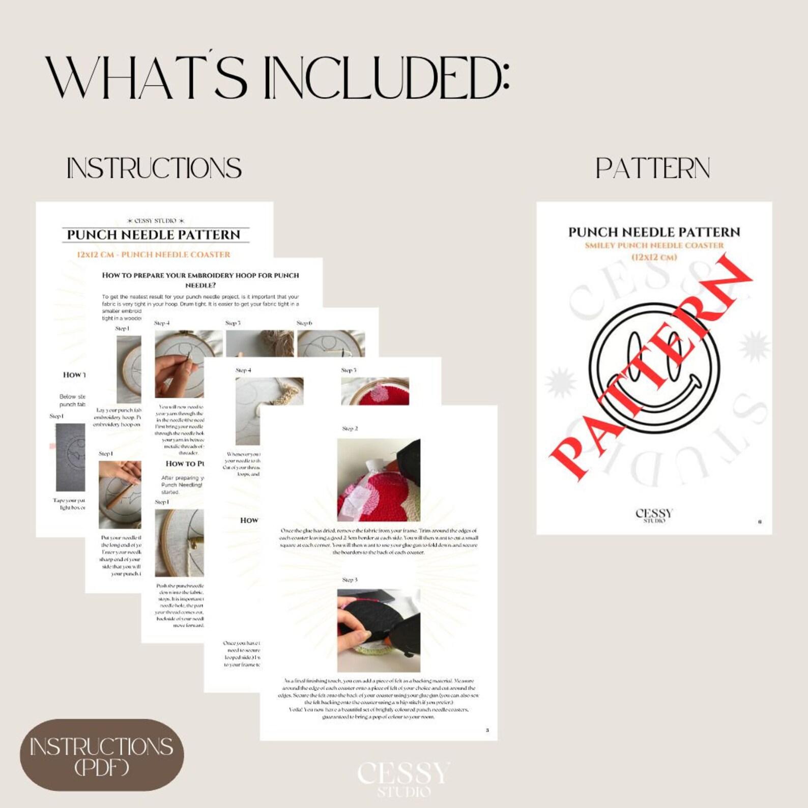 DIY Punch Needle Template, Digital Punch Needle Pattern, Digital ...