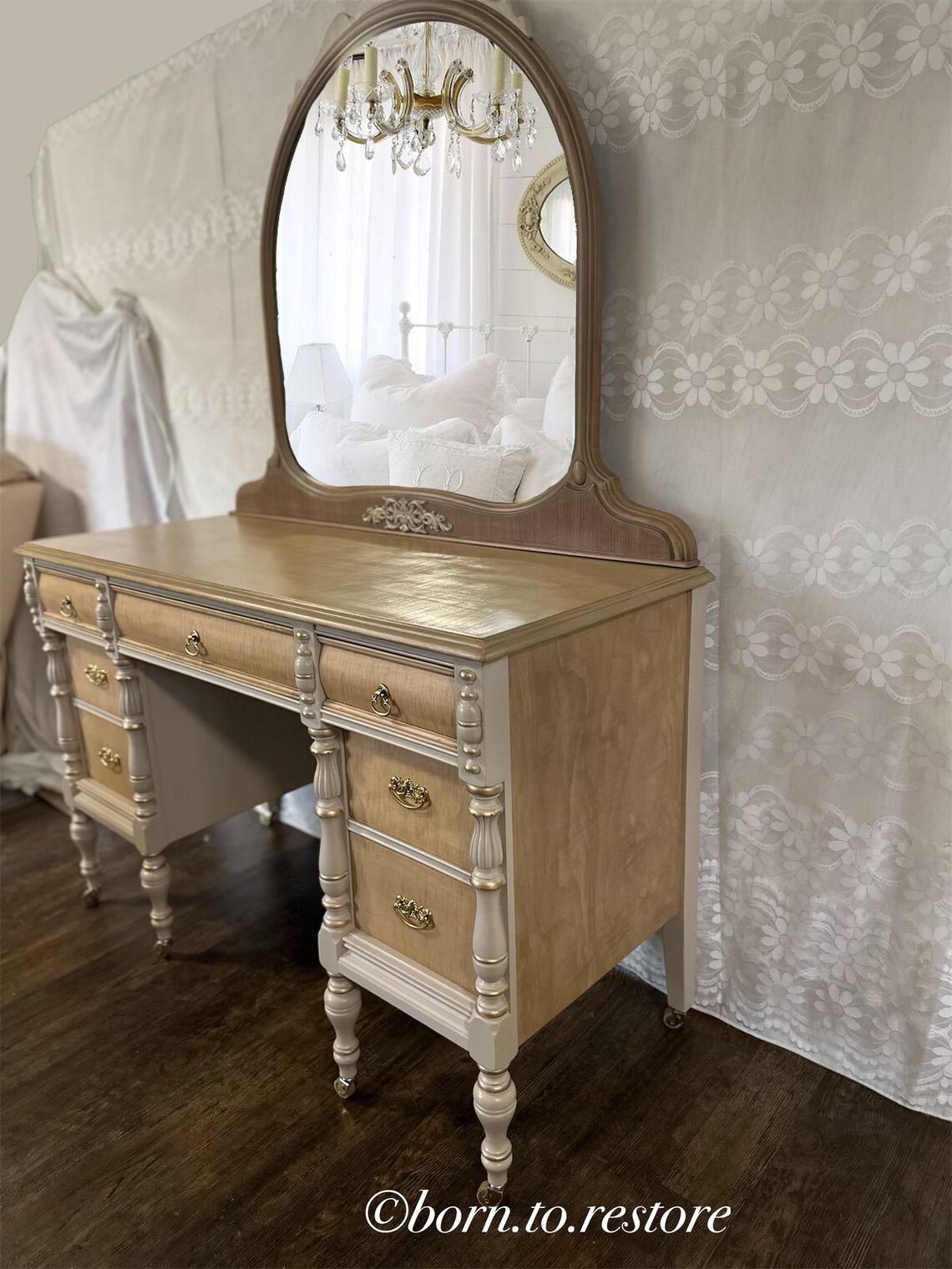 Antique Vanity/vintage Vanity/dressing Table/make up Vanity/painted ...