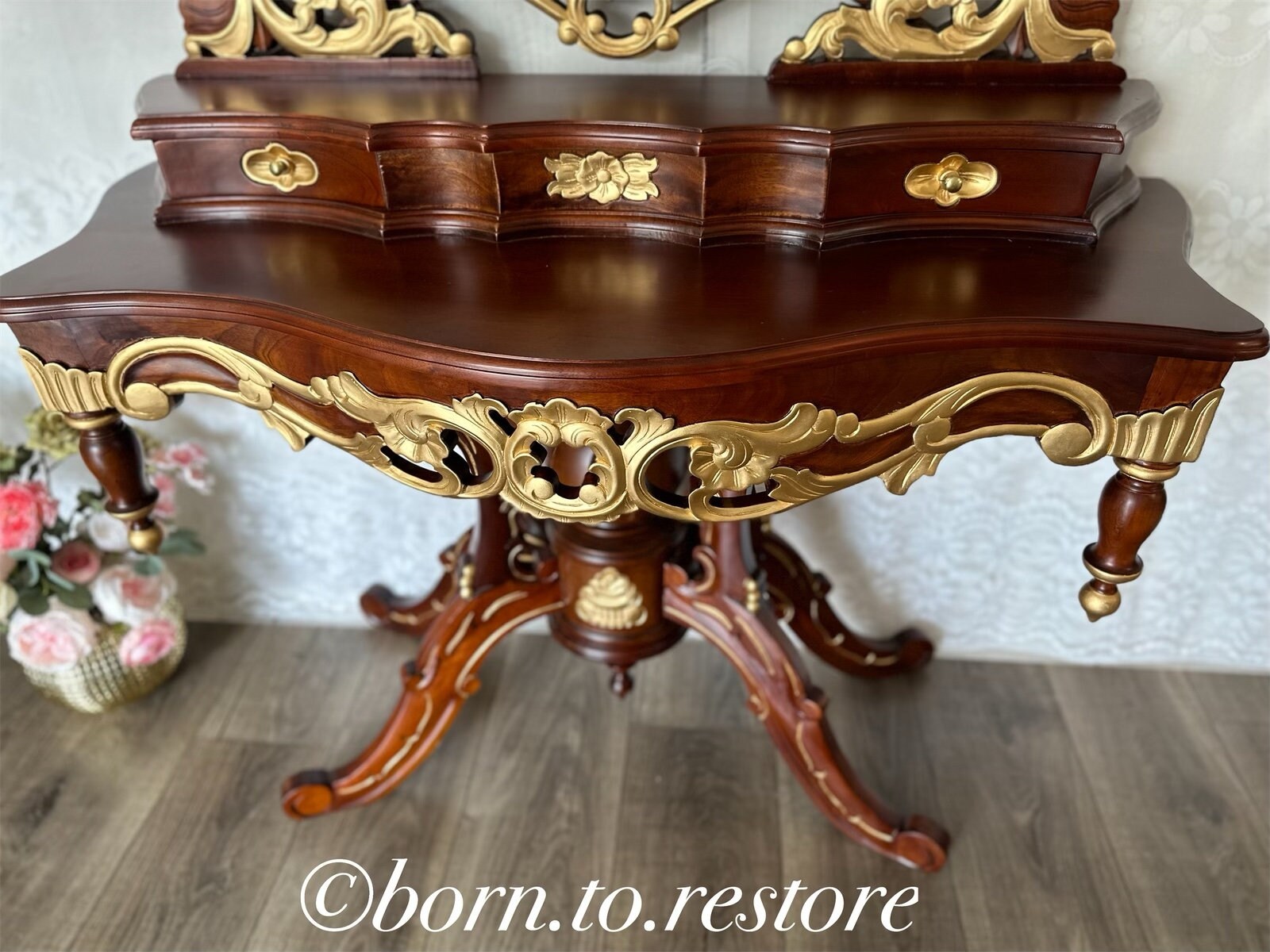 Rococo Vintage Vanity/make up Vanity/ Dressing Table/ Refinished Vanity ...