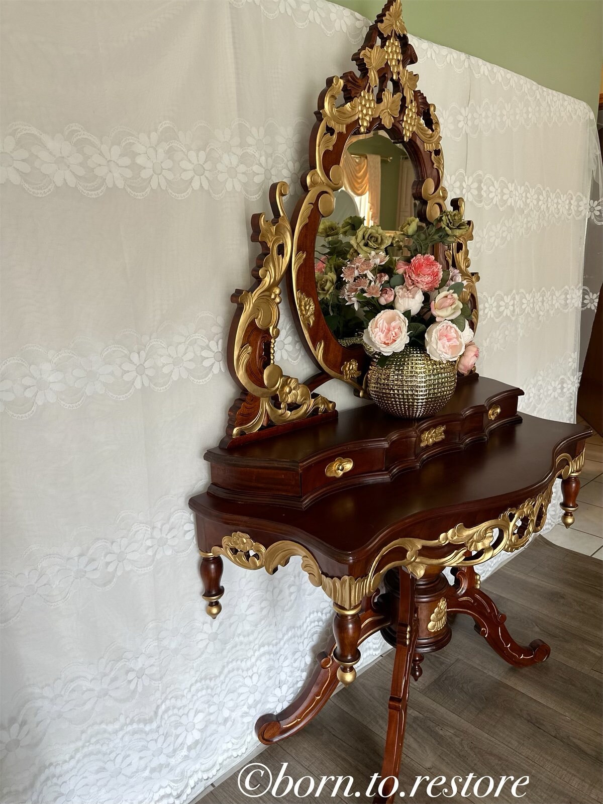 Rococo Vintage Vanity/make up Vanity/ Dressing Table/ Refinished Vanity ...