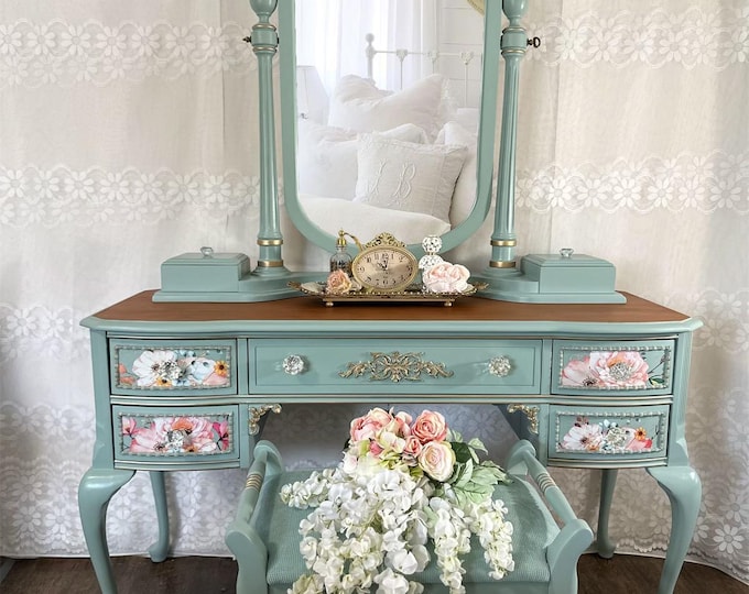 Burnt Wood, Antique Vanity, Dressing Table, Makeup Vanity, White ...