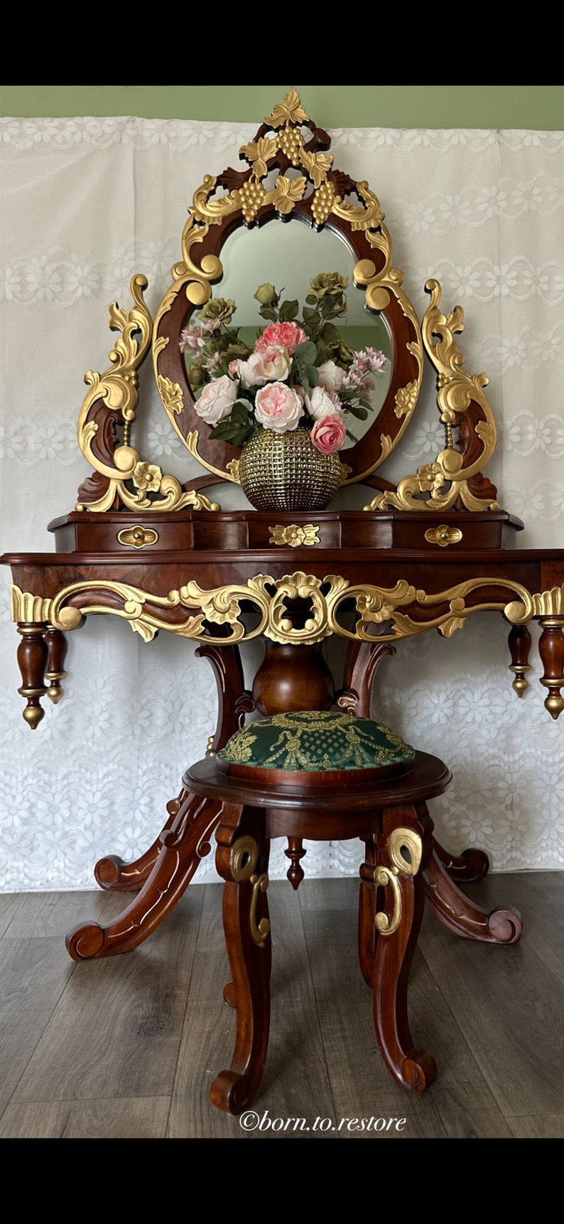 Rococo Vintage Vanity/make up Vanity/ Dressing Table/ Refinished Vanity ...