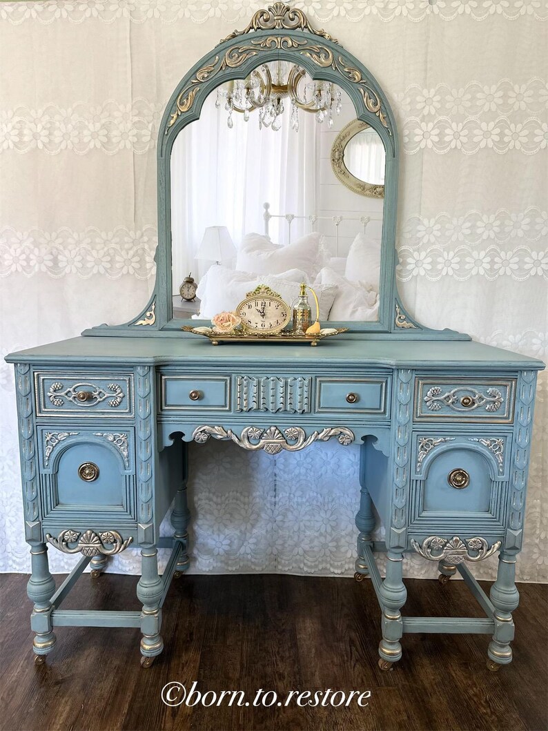 Antique Vanity/vintage Vanity/make up Vanity/make up Table/painted ...