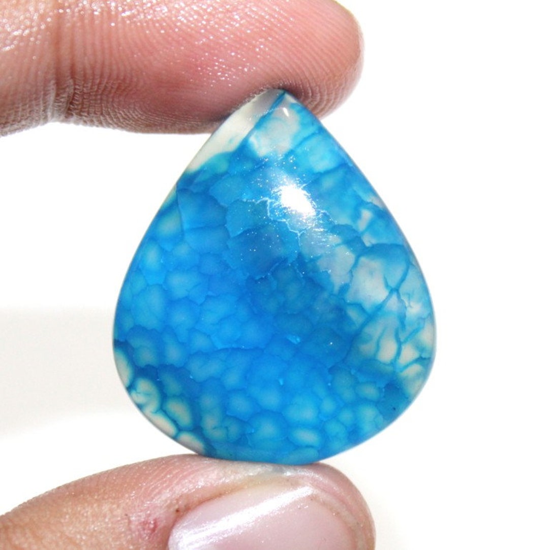 Aqua Sky Blue Dragon Veins Agate Cabochon Loose Gemstone, Amazing ...