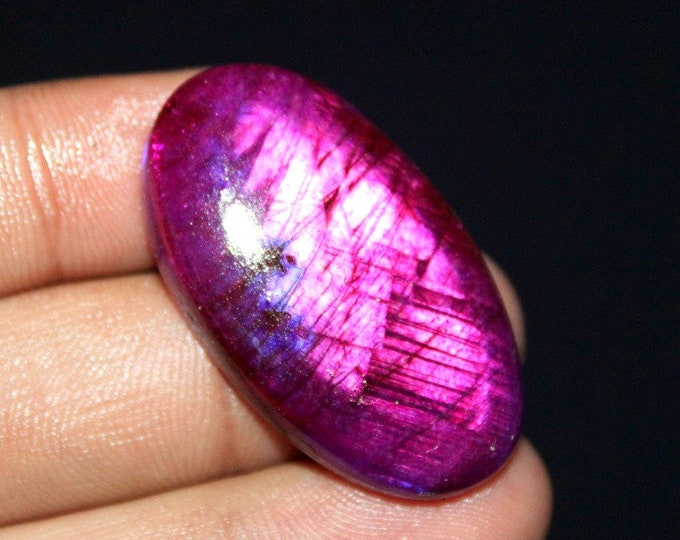 Enchanted Amethyst Glow – Flashy Purple Dyed Labradorite Oval Gemstone ...