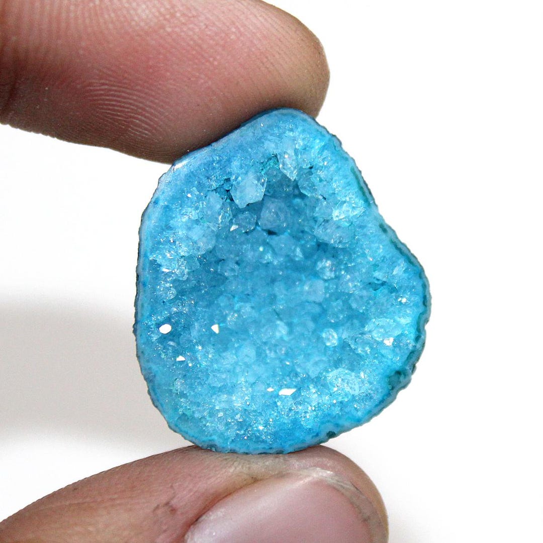 Frozen Lagoon Icy Blue Agate Geode With Sparkling Druzy Core, Dyed ...