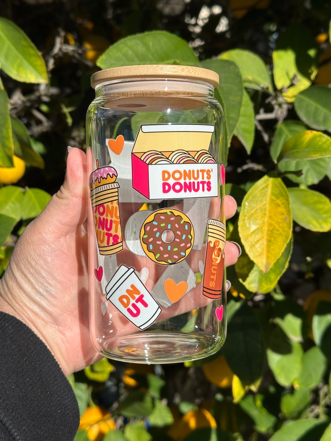 Donuts, Dunkin 16oz Glass Cup, Cute Cup, Iced Coffee Cup, - Etsy
